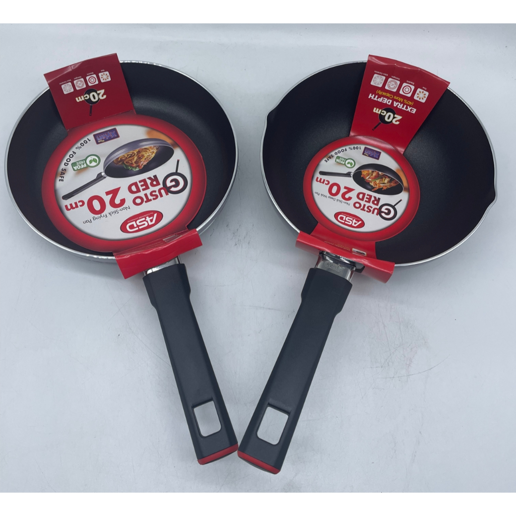 ASD GUSTRO RED 20CM NON-STICK FRYPAN/DEEP WOK PAN | Shopee Malaysia