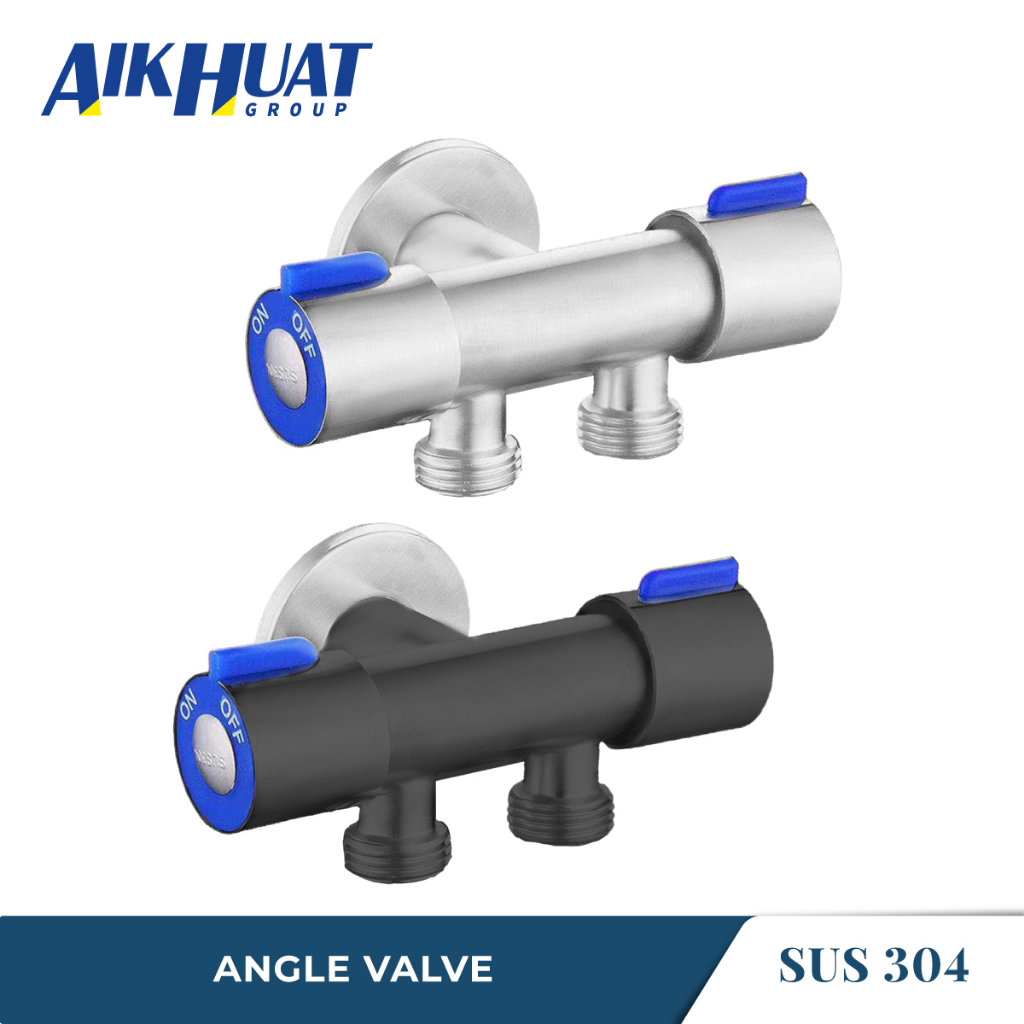SUS304 Stainless Steel Two Way Stop Angle Valve Water Tap | Shopee Malaysia