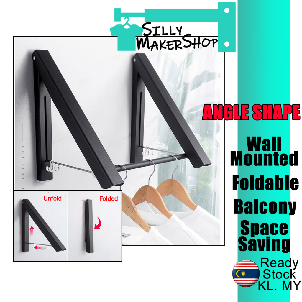 (Angle Shape) Aluminium Balcony Wall Mounted Foldable Clothes Drying ...