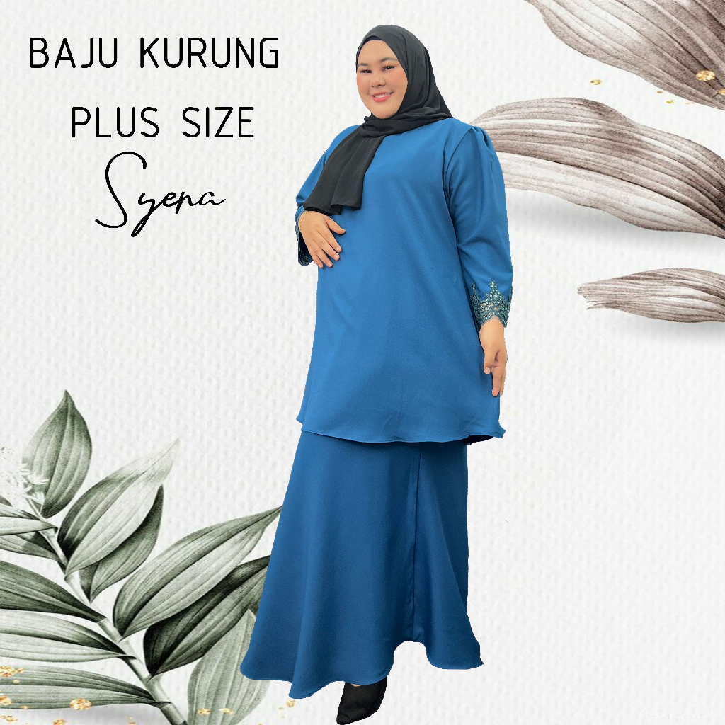 Baju Kurung Plus Size Lace Puff Como Crepe Ironless Terkini | Syena | Shopee Malaysia