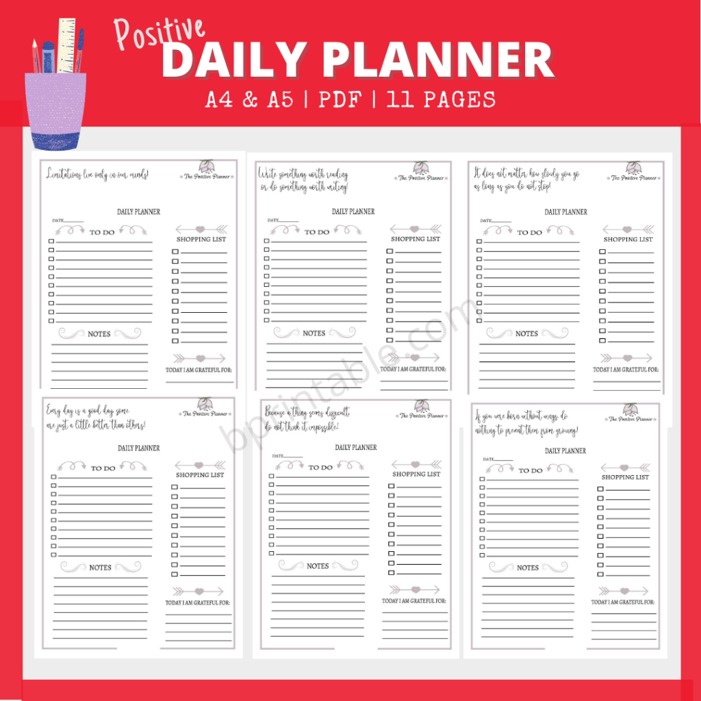 [PDF] Templat Perancang Harian Positif | Daily Planner Template ...