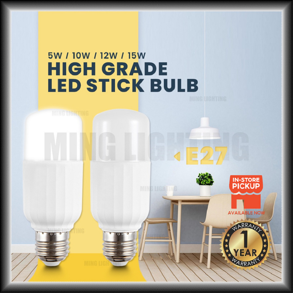 LED Lampu Mentol Stick E27 5W 10W 12W 15W Bulb Energy Saving Table Lamp Down Light Meja Siling ...