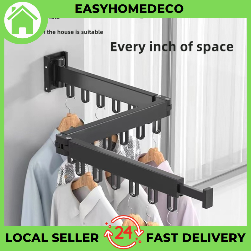 SPACE SAVING Aluminum Alloy Drying Rack Outdoor Balcony Folding Drying ...