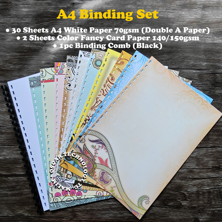 A4 Binding Set 4 (Buku Folio/Buku Skrap) Binding Paper With Plastic ...