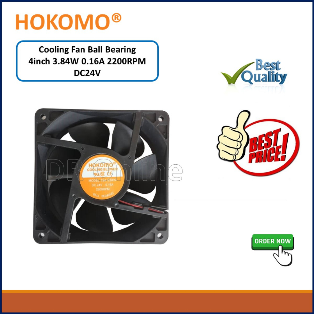 HOKOMO Cooling Blower Fan Axial Fan 4 Inch Ball Bearing 120mm x 120mm x 38mm 240VAC /110VAC ...