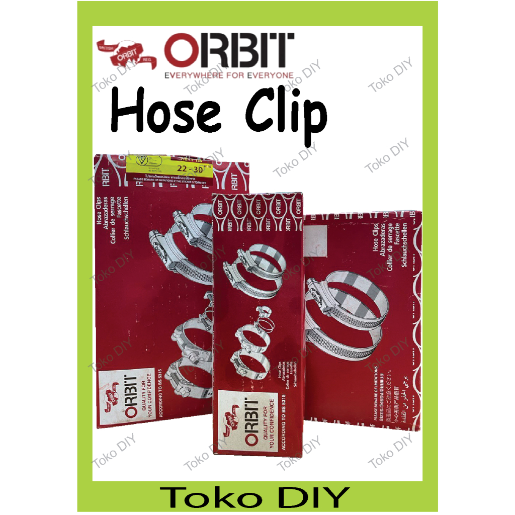 ORBIT Hose Clip (1 box) 9mm-60mm Hose Clip. Zinc Plated Worm Drive Hose ...