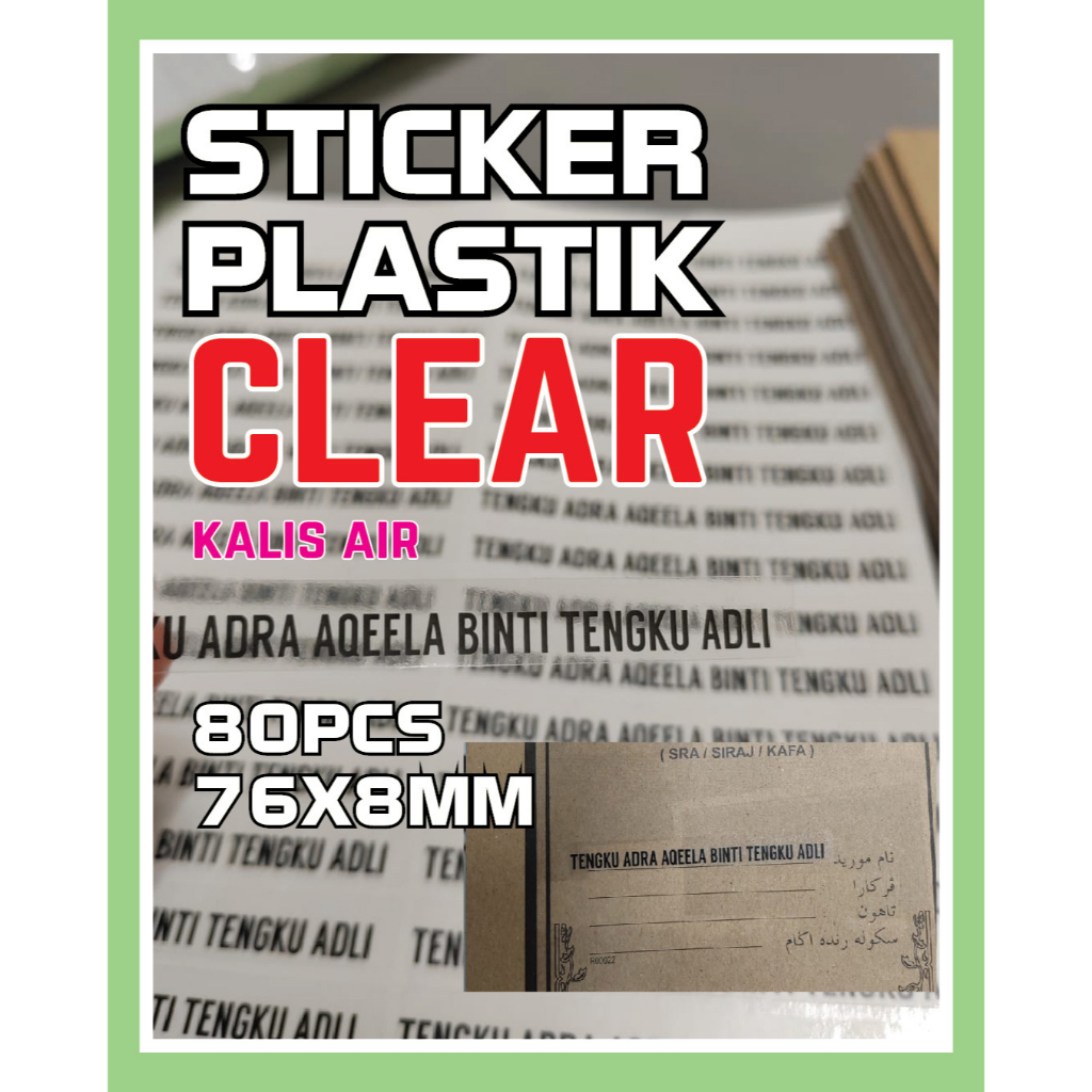 stiker nama | Buku | Sticker Plastic Color & Plastic Transparent ...
