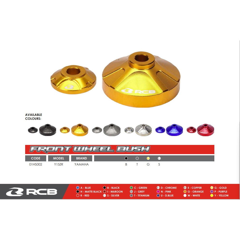 Y15 / Y16 RCB Front Wheel Bush/ Meter Bush/Modify Sport Rim Bush (Depan ...