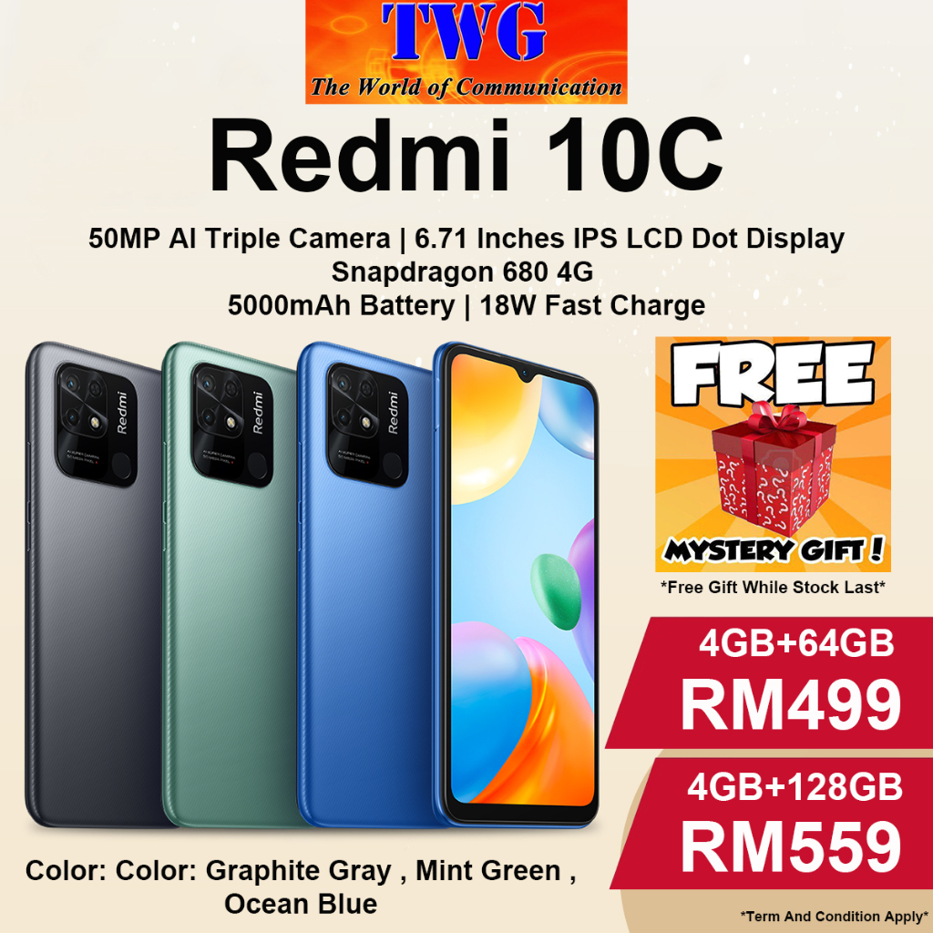Xiaomi Redmi 10C 4GB RAM + 64GB ROM / 4GB RAM + 128GB ROM 1 Year Xiaomi Malaysia Warranty ...