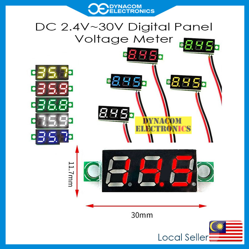 DC 2.4~30V Mini Digital Volt Meter Panel Voltage Meter [Meter Voltan ...