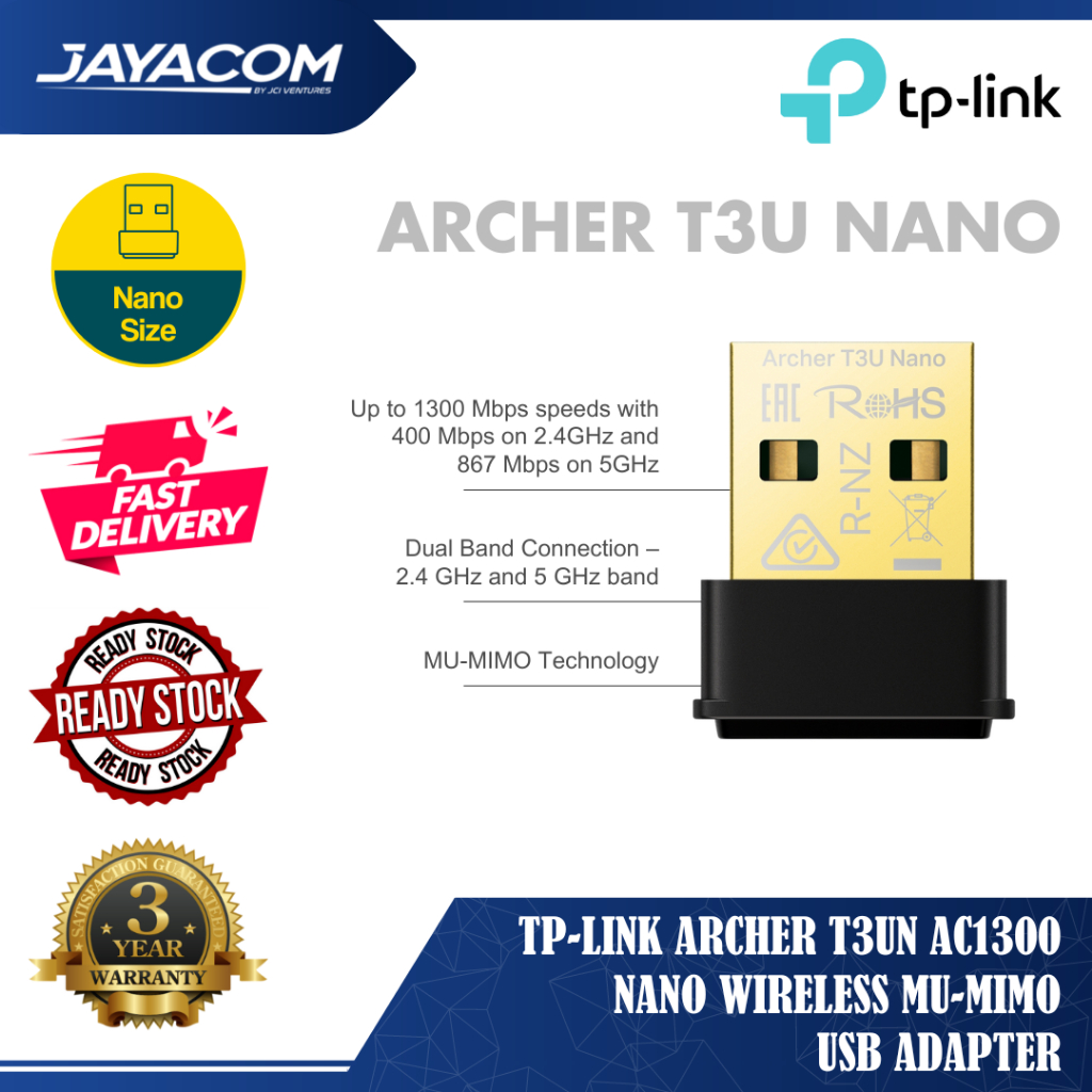 TP-Link Archer T3UN AC1300 Nano Wireless MU-MIMO USB Adapter | Shopee ...