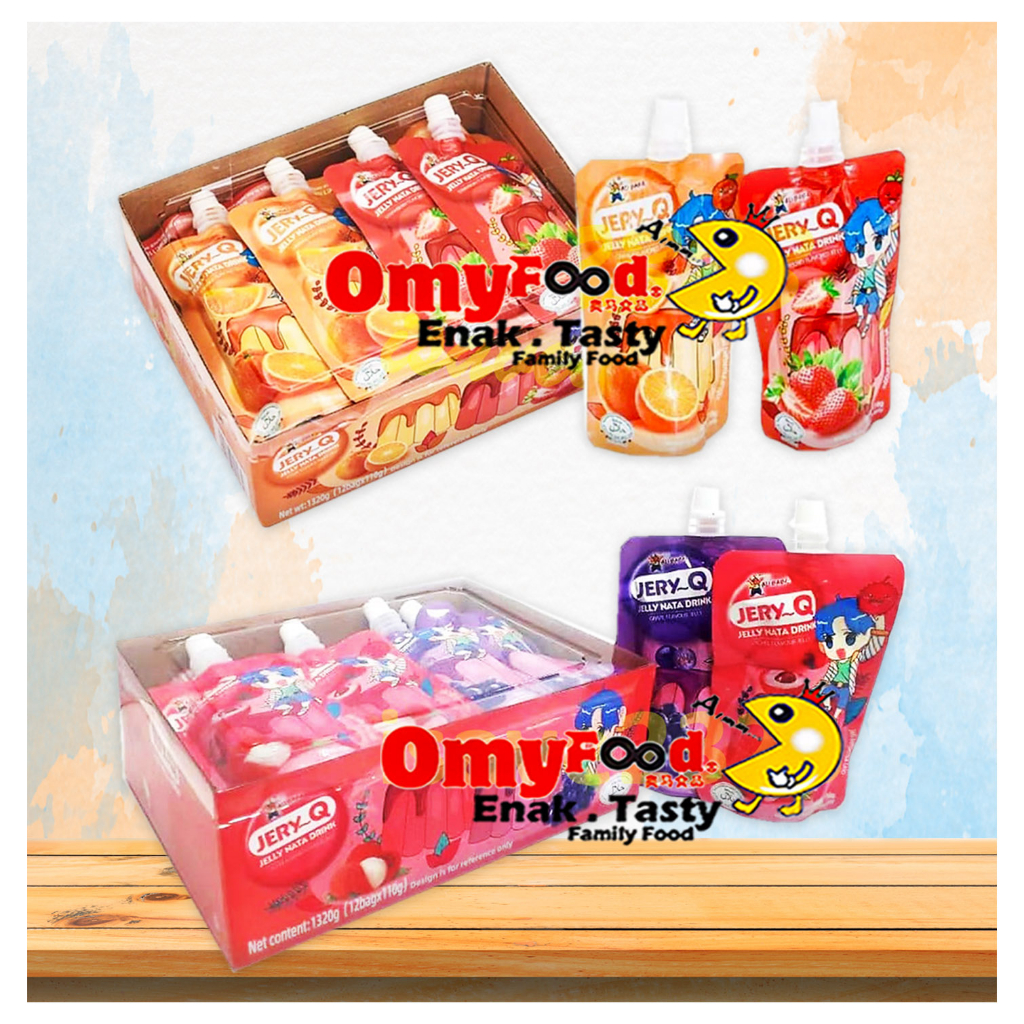 110g x 12bag (1box) Jery~Q Jelly Nata Drink [Orange + Strawberry / Lychee + Grape][OmyFood ...