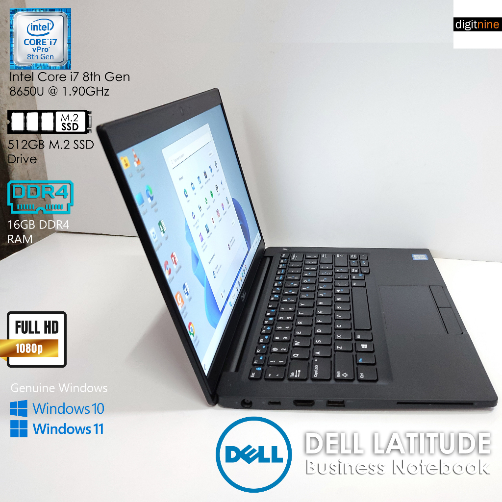 Dell Latitude 7390 Intel i7 - 8th Gen / 16GB DDR4 / 256GB @ 512GB M.2 ...