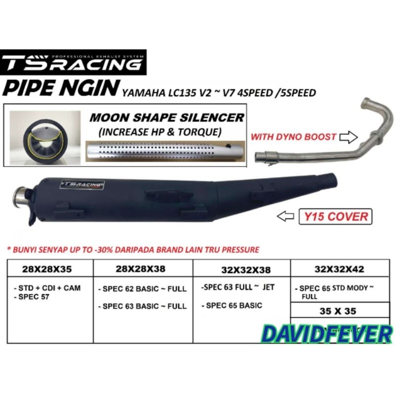 LC135 V2 -V7 TS RACING EXHAUST PIPE ANGIN 28MM 32MM 35MM TSR TSRACING ...