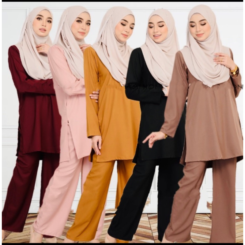 MUSLIMAH SUIT WARDA SET BAJU+SELUAR DENGAN BELAHAN DITEPI. READY STOCK ...