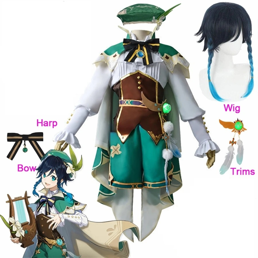 Game Genshin Impact Venti Cosplay Outfit Cosplay Anime Venti Shorts Hat ...