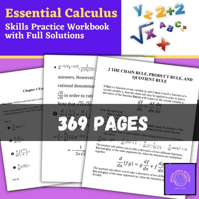 [SS207] Calculus Worksheet Printable with Full Solutions Essential ...