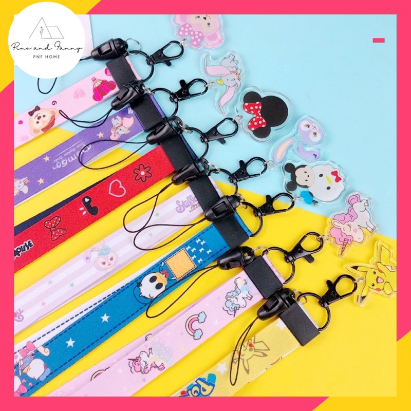 Cute Cartoon Mobile Phone Lanyard With Keychain / Hanging Neck Key ...