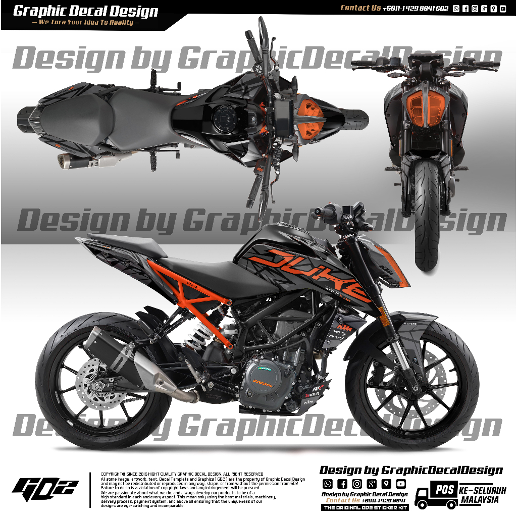 Decal KTM Duke v2 200 250 390 (full decal) GD2Online | Shopee Malaysia