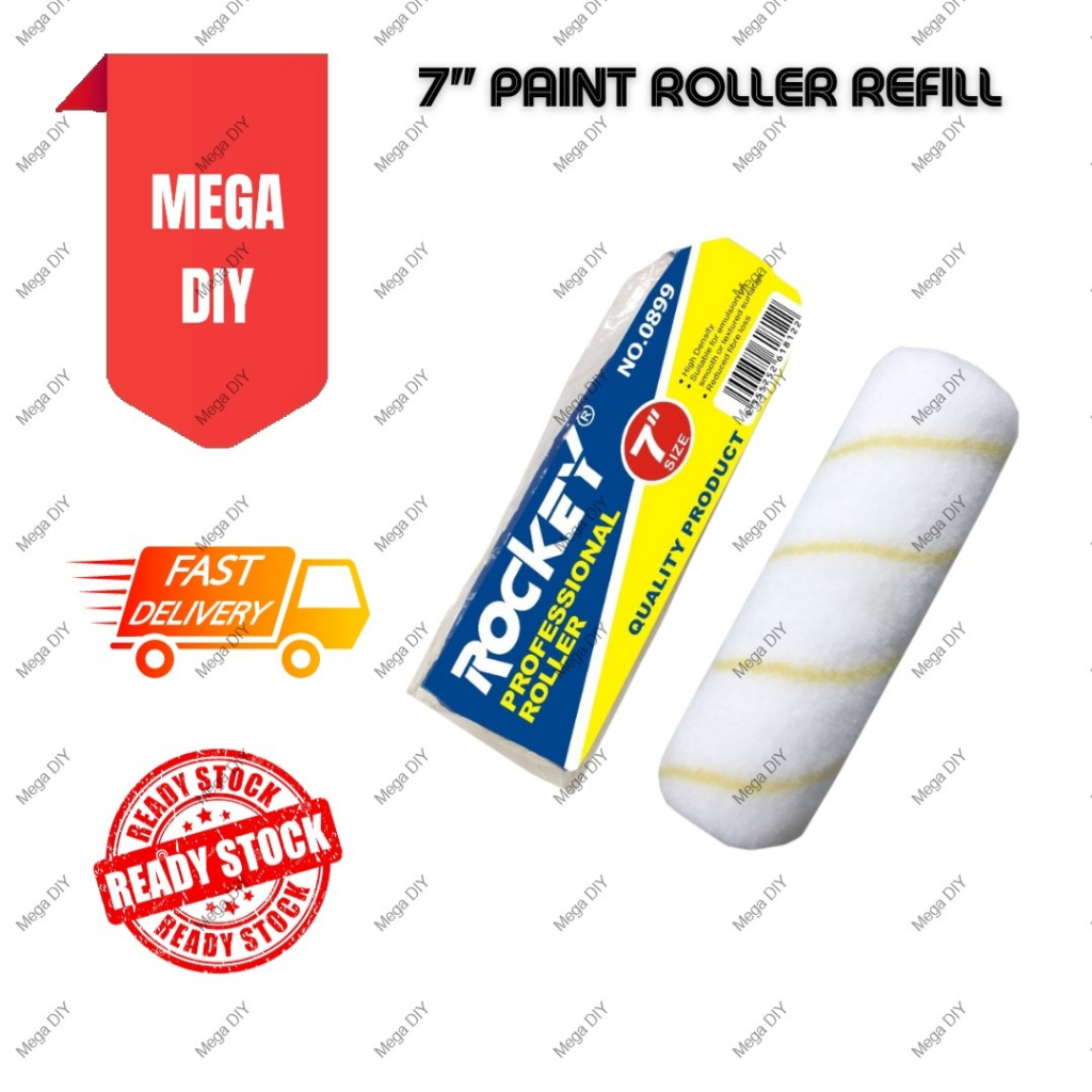 7" Paint Roller Refill YELLOW LINE Wall Painting Tools Berus Cat Minyak ...