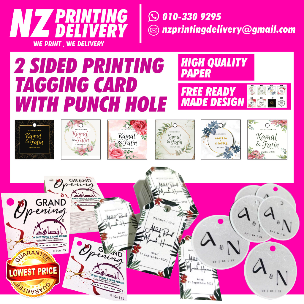 2 Sided Tagging Card 50pcs with punch hole cetak label tagging siap ...