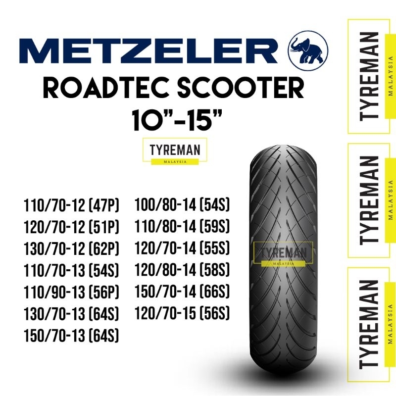 TAYAR MOTORSIKAL METZELER ROADTEC SCOOTER 10" - 15" (TAYAR TAHUN 2022 ...