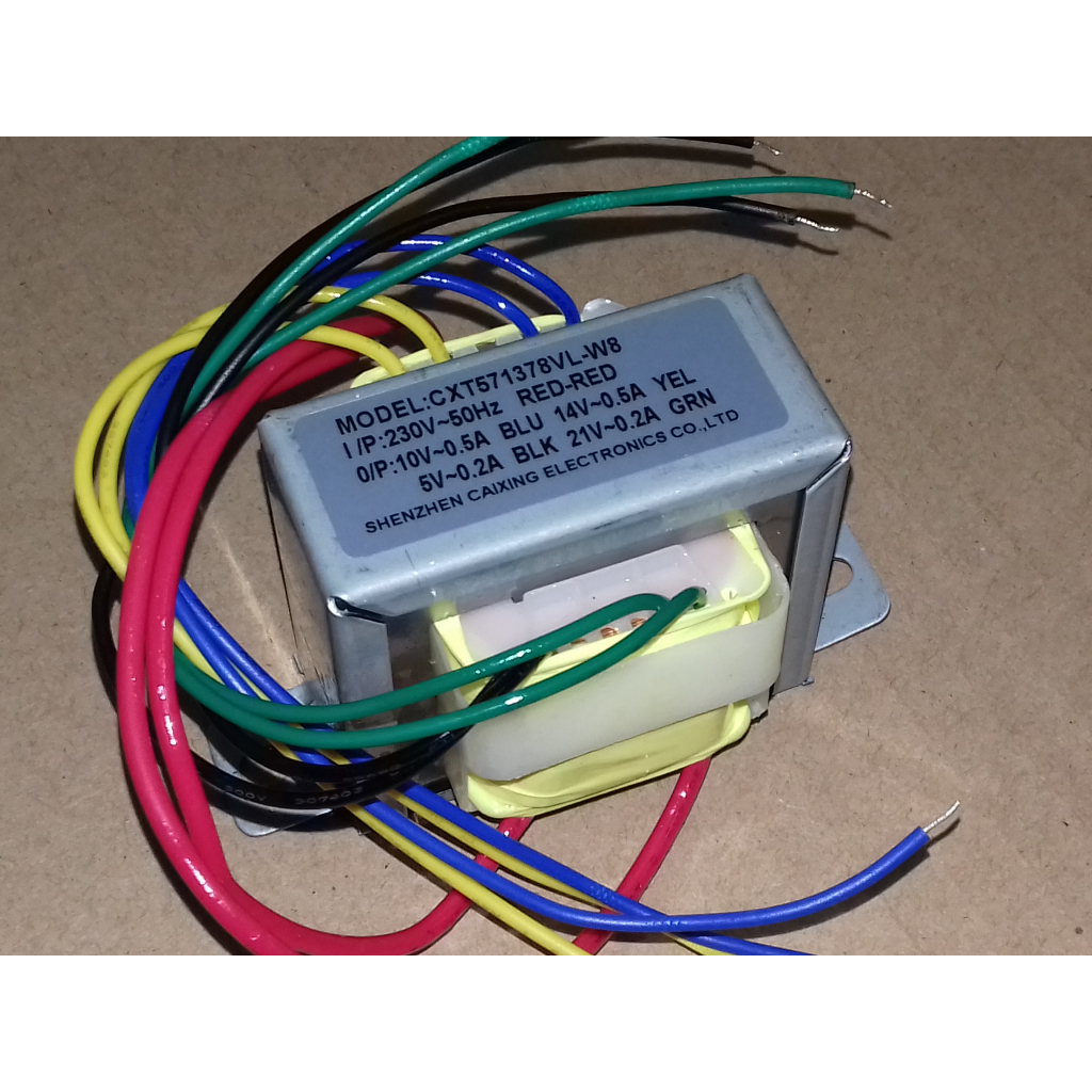 TRANSFORMER 5V 0.2A / 10V 0.5A / 14V 0.5A / 21V 0.2A (MODAL:CXT571378VL-W8) | Shopee Malaysia
