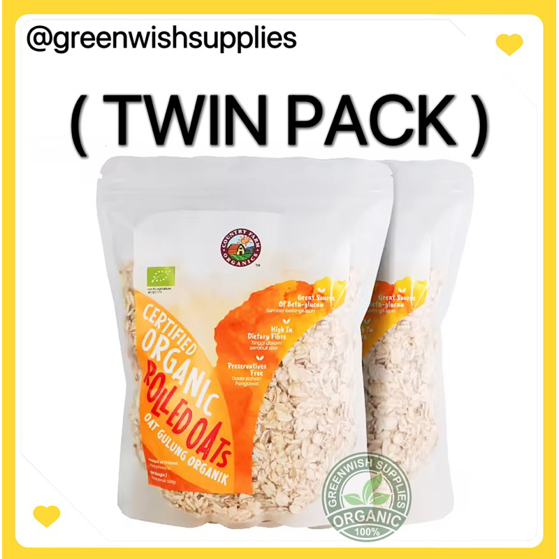 COUNTRY FARM ORGANICS - Organic Finland Rolled Oats, 有机燕麦片 (500g x 2 ...