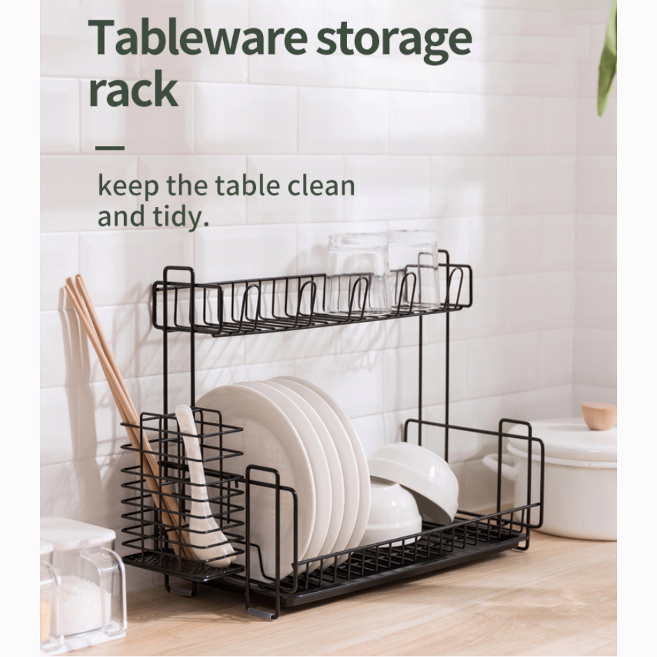 Nachuan double-layer tableware storage rack kitchen large-capacity ...