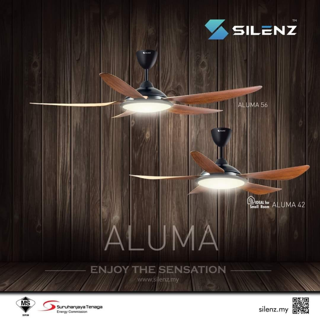 SILENZ [SIRIM] ALUMA 56"/42" 5Blades Ceiling Fan with 3C LED Light 7 ...