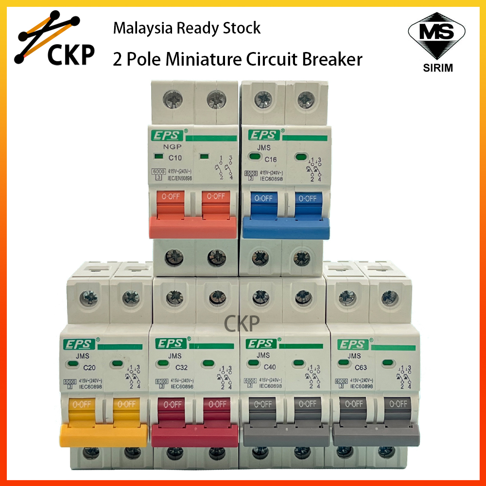 Main Switch 2Pole MCB 10A / 16A / 20A / 32A / 40A / 63A (6KA) Miniature ...