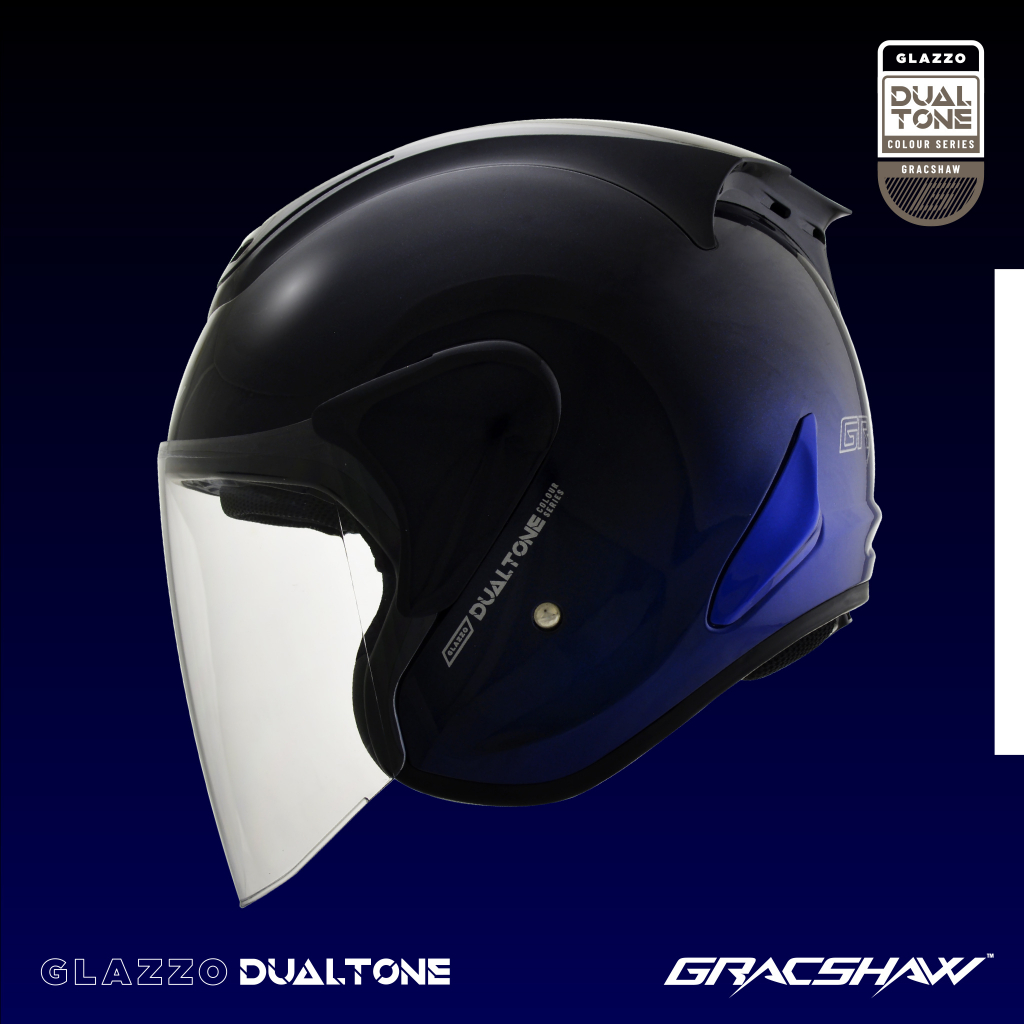 2 TONE GRACSHAW HELMET GLAZZO 919 ORIGINAL DUAL TONE DUA WARNA DUO ARC ...