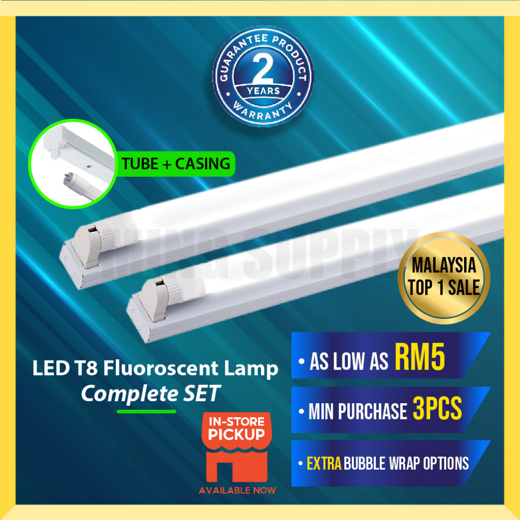 [3 Year Warranty] 22W LED T8 Fluorescent Lamp Lampu Kalimantang 4ft LED ...