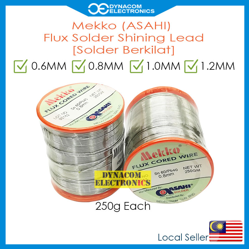 Mekko (ASAHI) Flux Corded Wire Solder Lead 0.6/0.8/1.0/1.2mm 250 gram ...