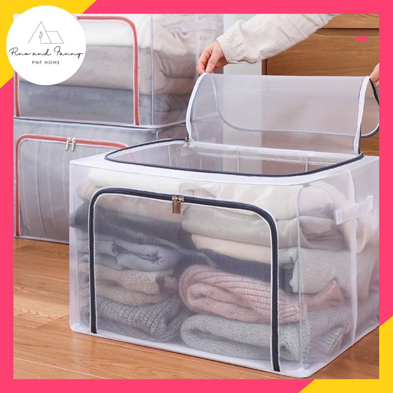 24/66L Large Storage Box Foldable Box Steel Frame Detachable Storage ...