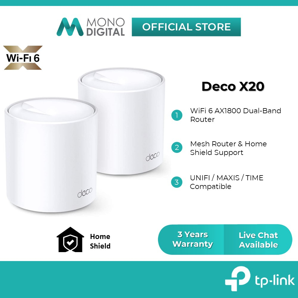 TP-Link Deco X20 Deco X20-4G AX1800 Wifi 6 Mesh Router Whole Home Wireless AX System AP Mode ...