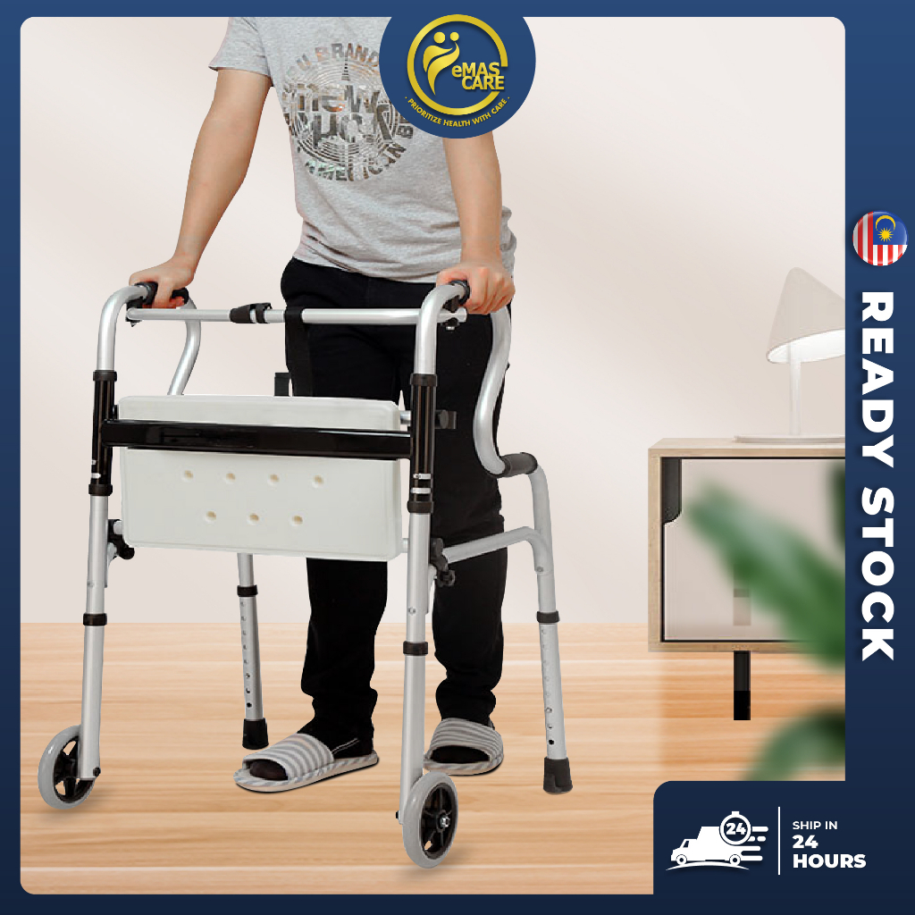 NEW Walking Frame Curve Handle with Wheel & Shower Seat Lightweight ...