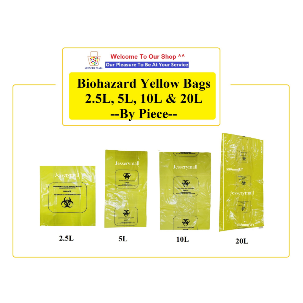 BIOHAZARD CLINICAL YELLOW BAG FOR 2.5L, 5L, 10L & 20L (By Piece) | Shopee Malaysia