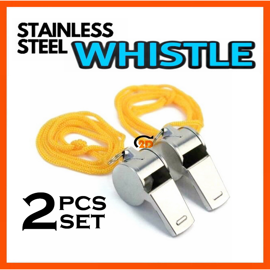 (2pcs) Stainless Steel Whistle Metal Referee Whistle Loud Sound Wisel ...