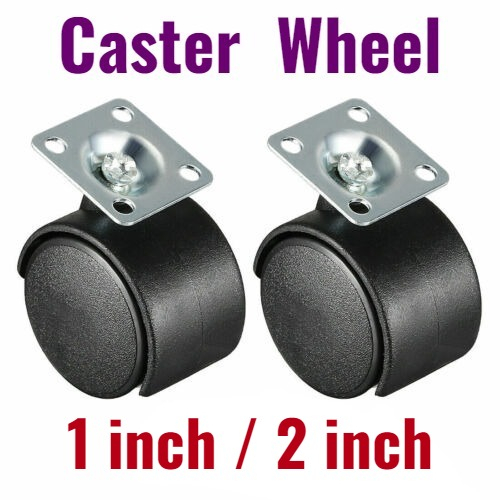 1 inch / 2 inch Swivel Casters Nylon Roller Twin Wheel Top Plate Mount ...