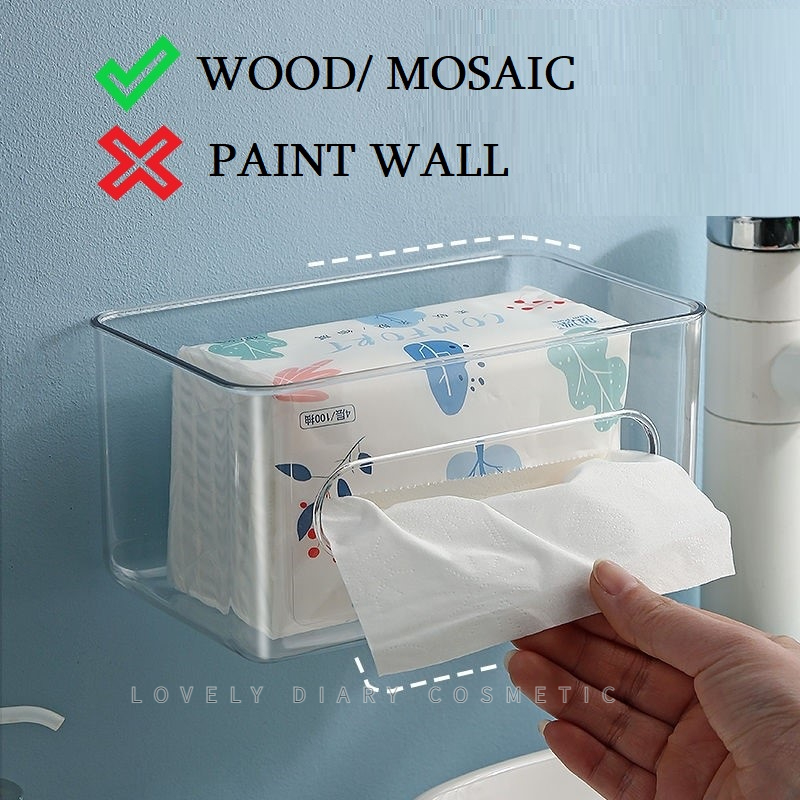 Tissue Box Wall Mount Large Capacity Transparent Mask Storage Box ...