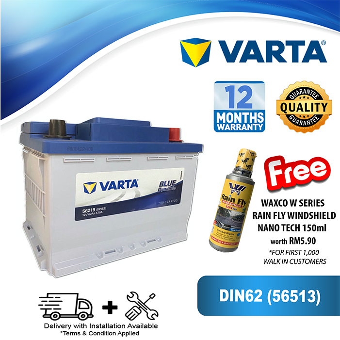 VARTA/VOLTEX DIN62 56513/56219 for Peugeot 206, 305, 308, 405, 407, 505, 508, Volkswagen Polo ...