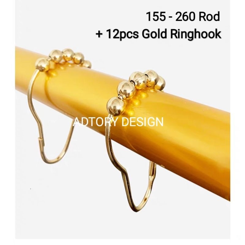 ADTORY Premium Yellow Gold Gustav shower curtain rod langsir batang ...