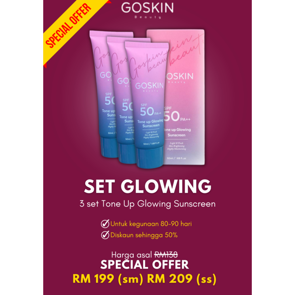 GOSKIN TONE UP GLOWING SUNSCREEN Original HQ SPF 50+ / Tidak Berminyak ...