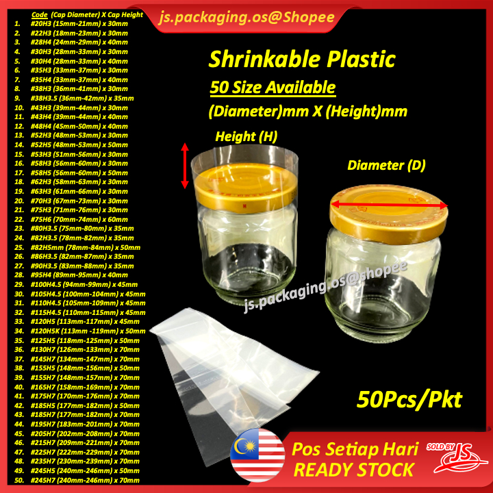 Shrinkable Plastic Sealer Heat Shrink Bands Cap Seal For Jars Bottles ...