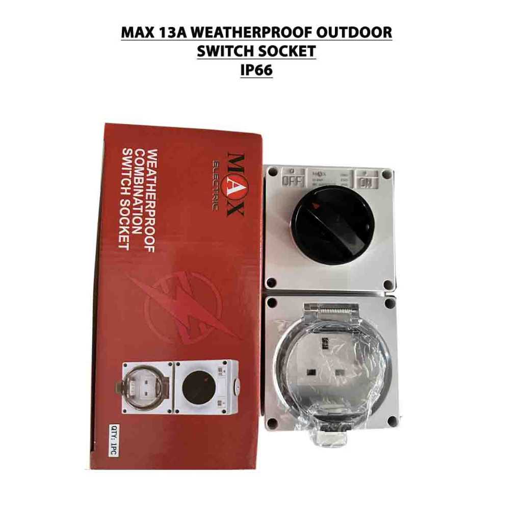 MAX Heavy duty IP66 13A 3pin Waterproof Weatherproof outdoor Switch ...