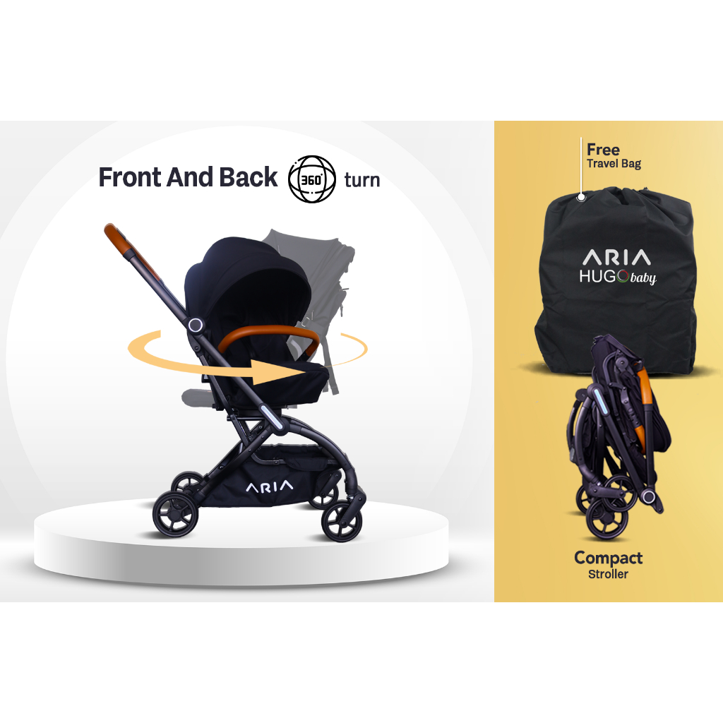 Exclusive HUGO Baby Aria 360 Turn Double Facing and Compact Stroller ...
