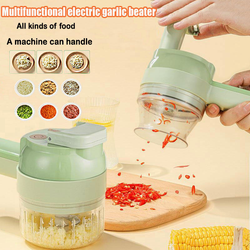【Ready Stock】 Home 4 in 1 Handheld Electric Vegetable Cutter Set ...