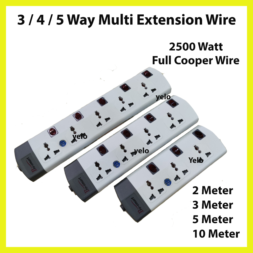 3 4 5 Gang Multi Extension Wire Extension Socket With Full Copper Wire ...