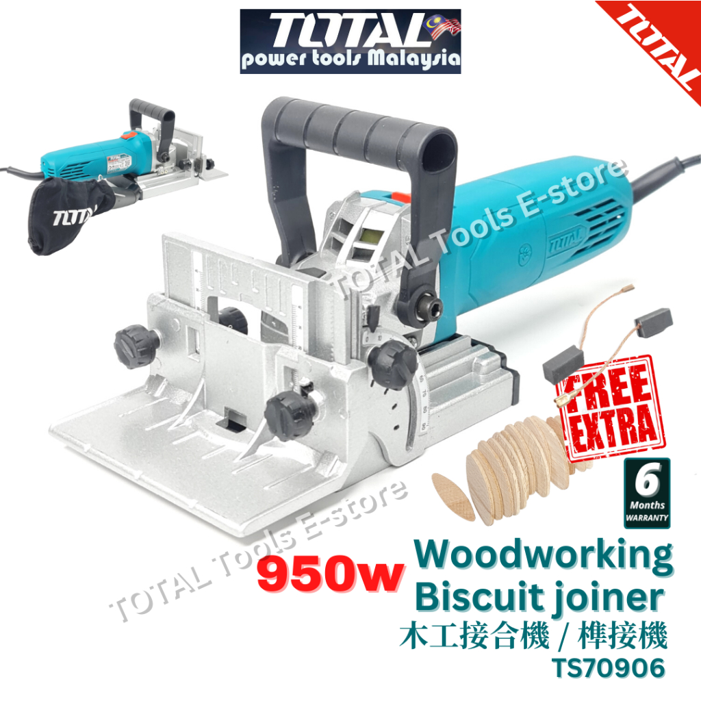 TOTAL Woodworking Biscuit joiner Tenoning Machine / Plate Jointer 950w ...